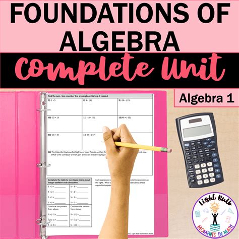 Foundations Of Algebra Complete Unit Algebra 1 Unit 1 Light Bulb Moments In Math