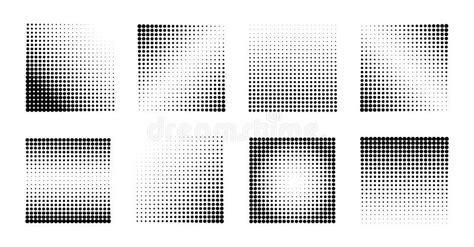 Halftone Effect Dotted Textures Vector Set Of Abstract Monochrome Gradient Patterns Stock