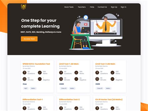 mock test website by kalpesh chhowala on dribbble