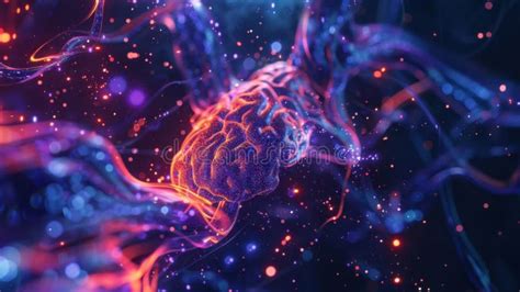 Futuristic Glowing Representation Of Neural Network Stock Image Image