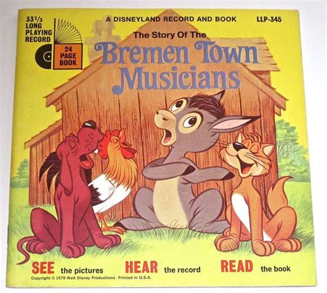 1970 Story Of The Bremen Town Musicians Record And Book Disney Records