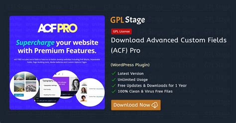 download advanced custom fields pro plugin only 4 99