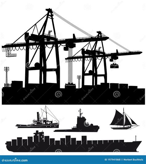Port Terminal With Ships Illustration Stock Vector Illustration Of Cargo Lorry 197941868
