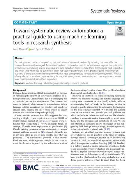 Toward Systematic Review Automation A Practical Guide To Using Machine Learning Tools In