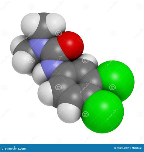 Diuron Dcmu Herbicide Molecule 3d Rendering Atoms Are Represented