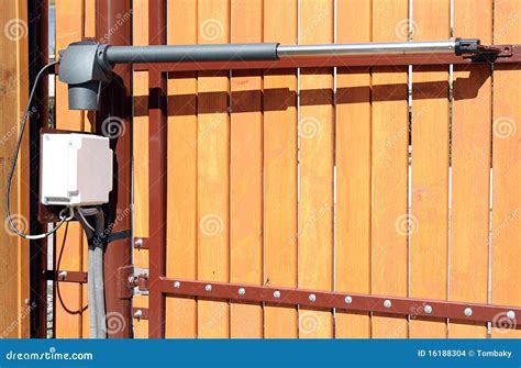 Automatic Opening Closing A Gate Stock Photo Image Of Wooden Lever 16188304