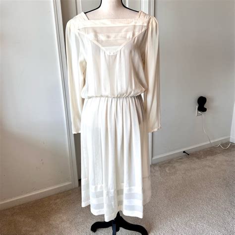Nipon Boutique Dresses Vintage Nipon Boutique Sheer Pleated Long Sleeve Blouson Dresssz 4