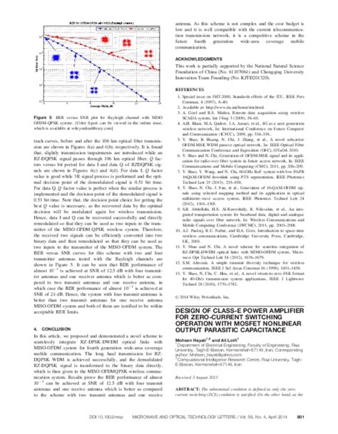 Pdf Design Of Class E Power Amplifier For Zero Current Switching
