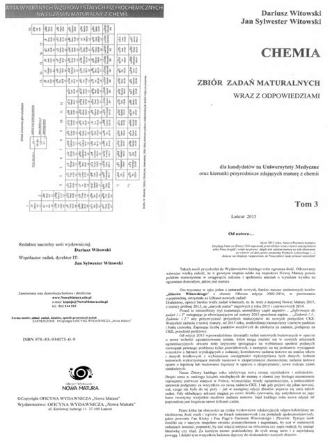 D Witowski J Witowski Chemia 3 ZbiÃ R Zadaå Maturalnych Pdf