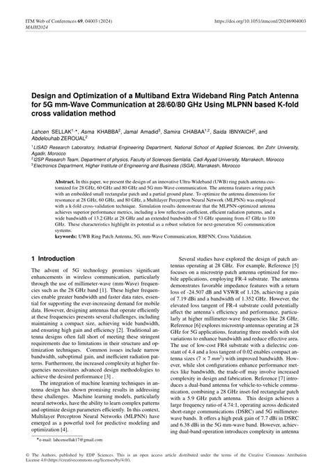 pdf design and optimization of a multiband extra wideband ring patch