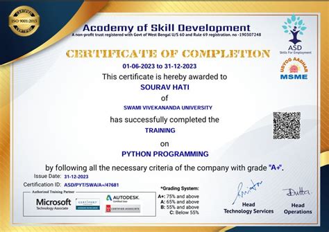 🐍 Completed Python Programming Training Swami Vivekananda University