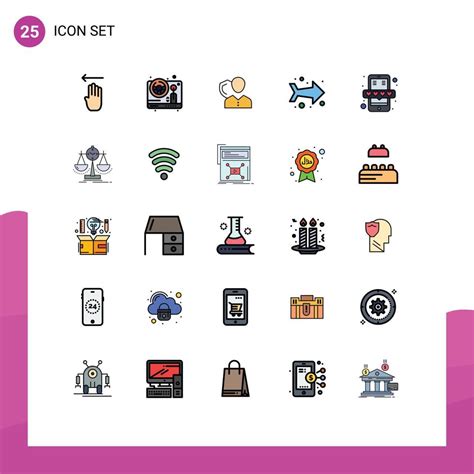 25 User Interface Filled Line Flat Color Pack Of Modern Signs And