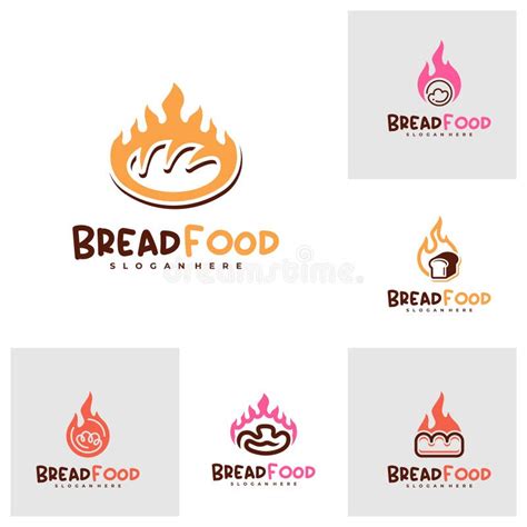 Set Of Fire Bread Logo Vector Template Creative Hot Bread Logo Design