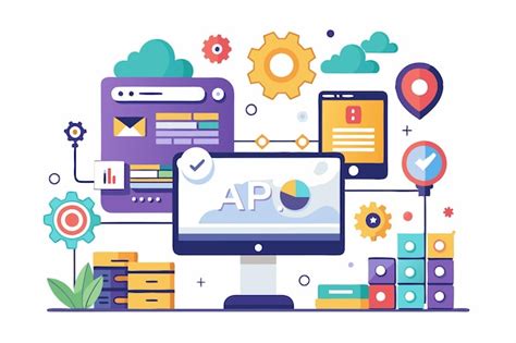 The Artwork Features A Customizable Api Theme Using Vibrant Illustrations And Tech Elements In A