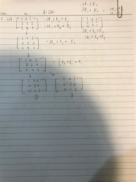 linear algebra finding the a ldu factorization for matrices
