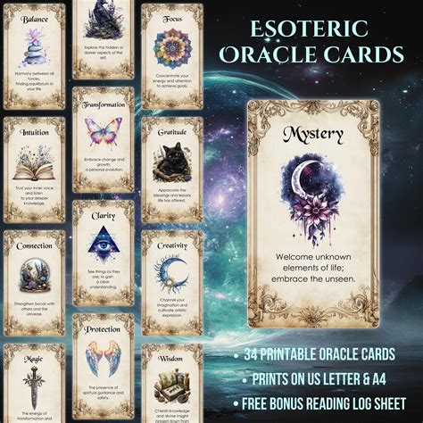 Esoteric Oracle Cards Printable Oracle Deck  Grimoire And Shadow Work Divination Tool Tarot