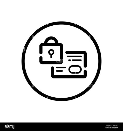 Secure Credit Card Payment Security Padlock Commerce Outline Icon In A Circle Vector
