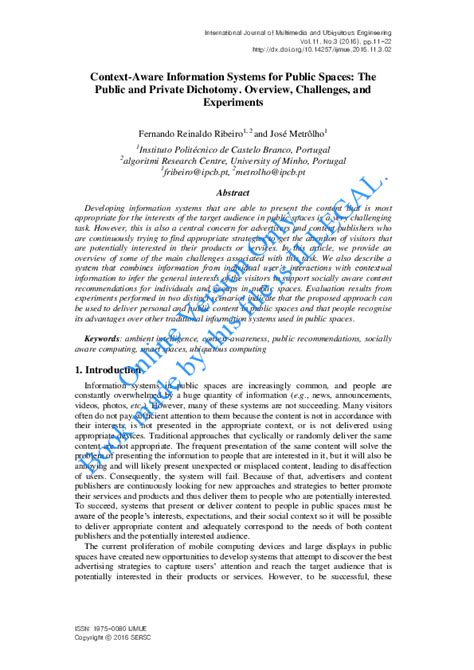 Pdf Context Aware Information Systems For Public Spaces The Public And Private Dichotomy