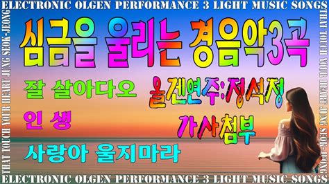 심금을 울리는트로트경음악전자올겐연주정석정가사첨부trot Lightmusic Electronicolgen Playing Lyrics Attached