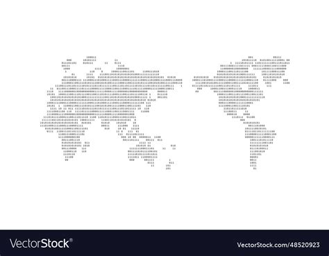 Stream Of Binary Code Numbers On The Monitor Vector Image
