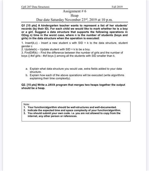 Cpe 207 Data Structures Fall 2019 Assignment 6 Неаp