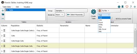 Table Editor Export Options Flowjo Documentation Flowjo