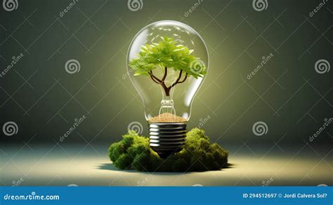 Bulb Light With Tree Concept Of Earth Day Or World Environment Day