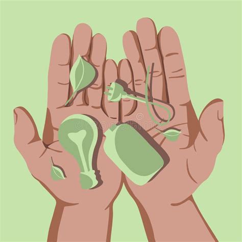 Vector Set Of Energy Conservation Stock Vector Illustration Of Green