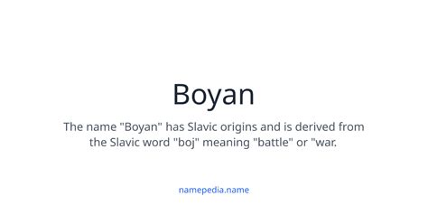 Boyan Meaning Origin Nicknames And Popularity Namepedia