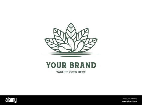 Vintage Retro Tea Leaf With Coffee Bean For Cafe Or Farm Product Label