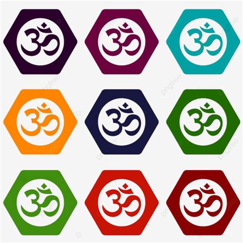 Aum Vector Design Images Symbol Aum Icon Set Many Color Hexahedron Isolated On White Vector