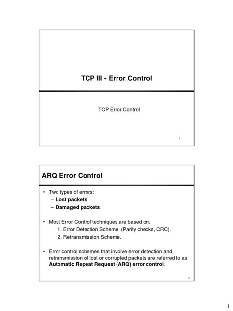 tcp iii error control pdf error detection and correction