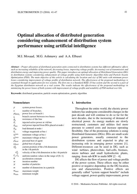 Pdf Optimal Allocation Of Distributed Generation Considering