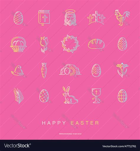 Happy Easter Icon Set Royalty Free Vector Image