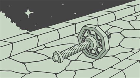 Giant Bolt In Stone Wall Strength And Stability Vector Design