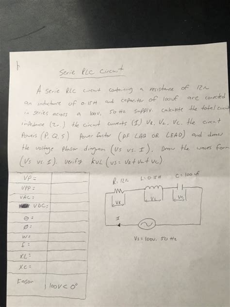 Solved A Series Rlc Current Containing A Resistance Of 12