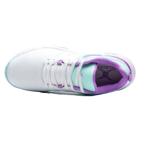 Gilbert Impact White Purple Aqua Adult Netball Trainers Fast Delivery