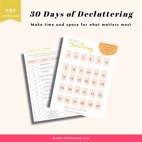 30 day declutter challenge printable reduce overwhelm and etsy