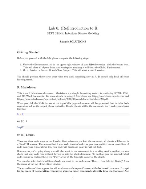 0 Lab Re Intro R Solutions Lab 0 Reintroduction To R Stat 244nf