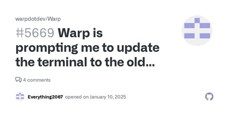 Warp Is Prompting Me To Update The Terminal To The Older Version