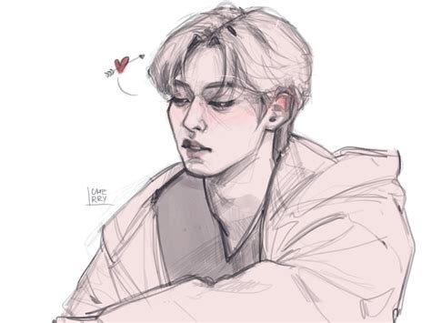 Taehyung Selca Kpop Fanart Gay Art Pen Drawing Lee Min Ho Lee Know