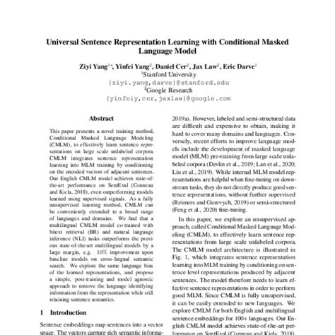 Universal Sentence Representation Learning With Conditional Masked Language Model Acl Anthology