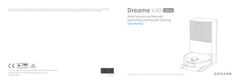 Dreame X40 Ultra Robot Vacuum And Mop User Manual Safety Info