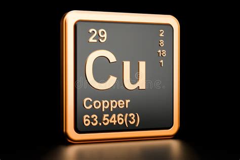 Copper Cu Chemical Element 3d Rendering Stock Illustration