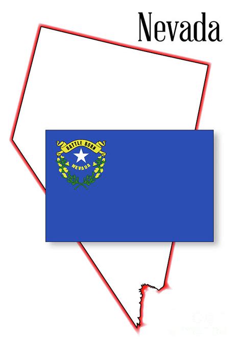 Nevada State Map And Flag Digital Art By Bigalbaloo Stock Pixels