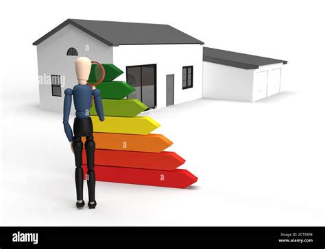 Energy Efficiency Concept With Energy Rating Chart And A House In Background 3d Illustration