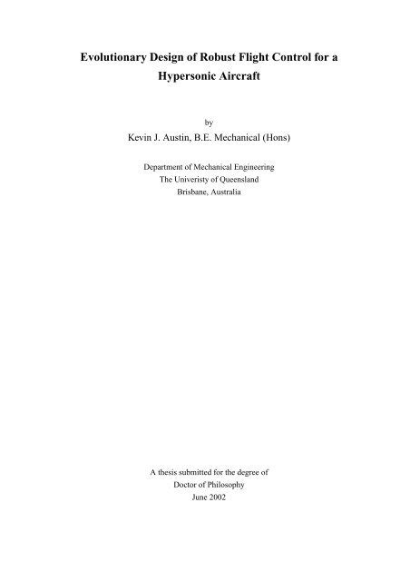 Evolutionary Design Of Robust Flight Control For A Hypersonic Aircraft