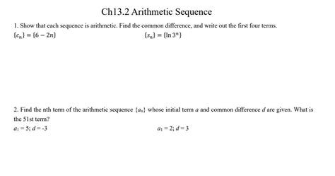 solved ch13 2 arithmetic sequence 1 show that each sequence