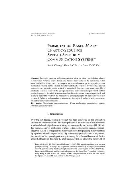 Pdf Permutation Based M Ary Chaotic Sequence Spread Spectrum