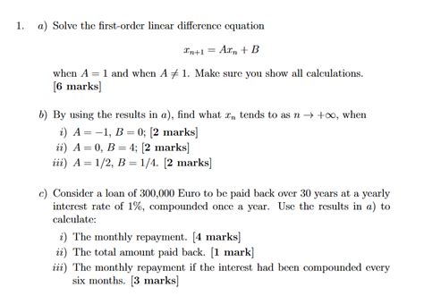 Solved A Solve The First Order Linear Difference Chegg